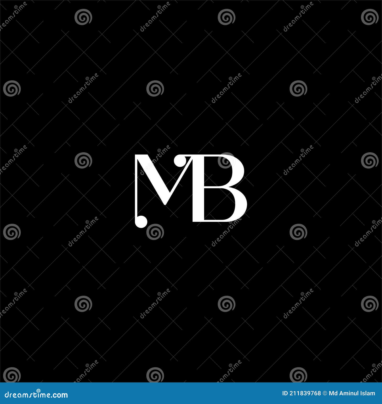 M B Letter Logo Creative Design on Black Color Background. Stock Vector ...