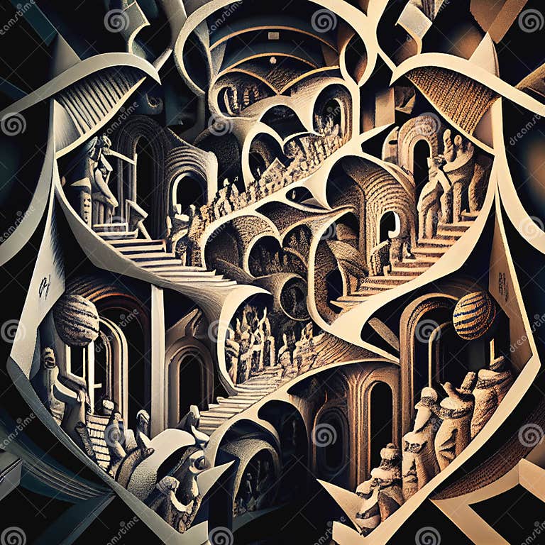 M C Escher Style Stairs Original Surreal Illustration MC Stock ... M C Escher Style Stairs Original Surreal Illustration MC Stock ...