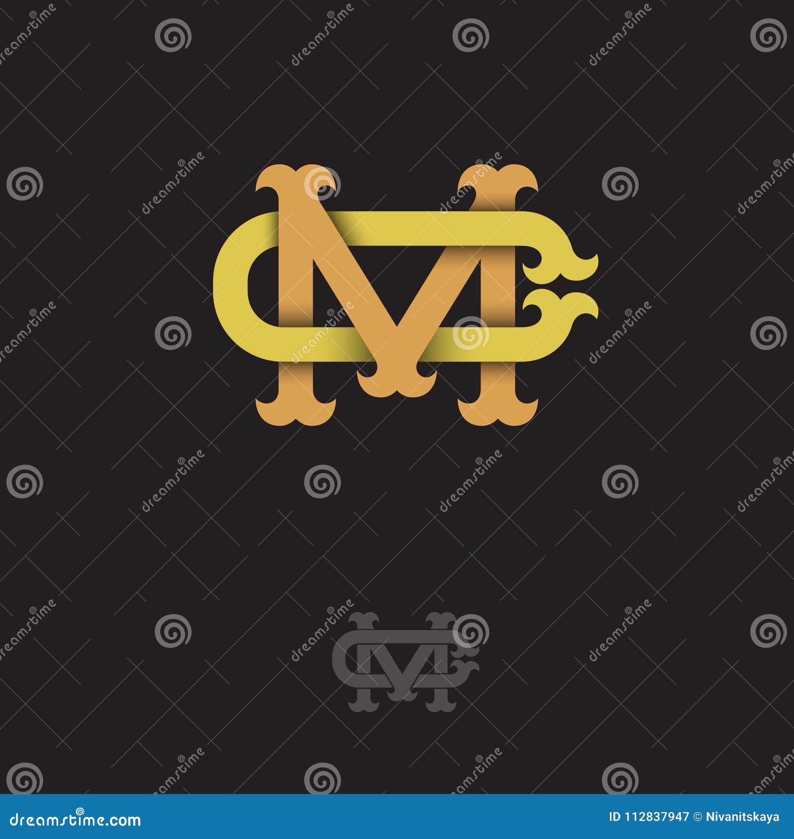 M and C Monogram. M and C Crossed Letters, Intertwined Letters Initials ...