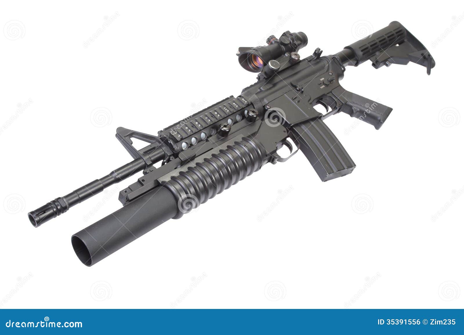 An M4A1 Carbine Equipped With An M203 Grenade Launcher Royalty-Free ...
