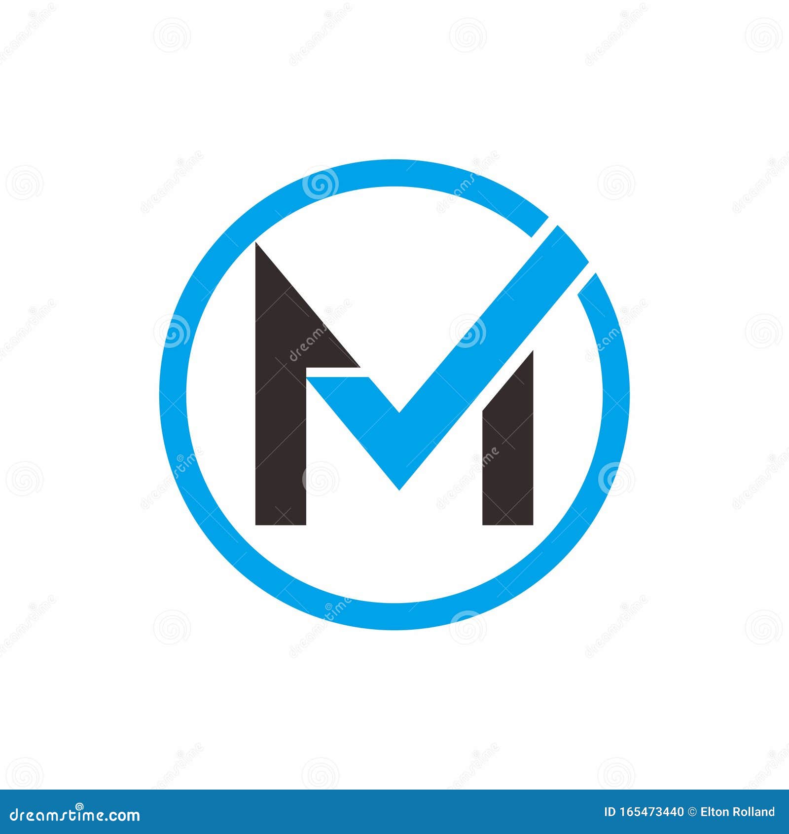 M check mark logo stock illustration. Illustration of graphic - 165473440