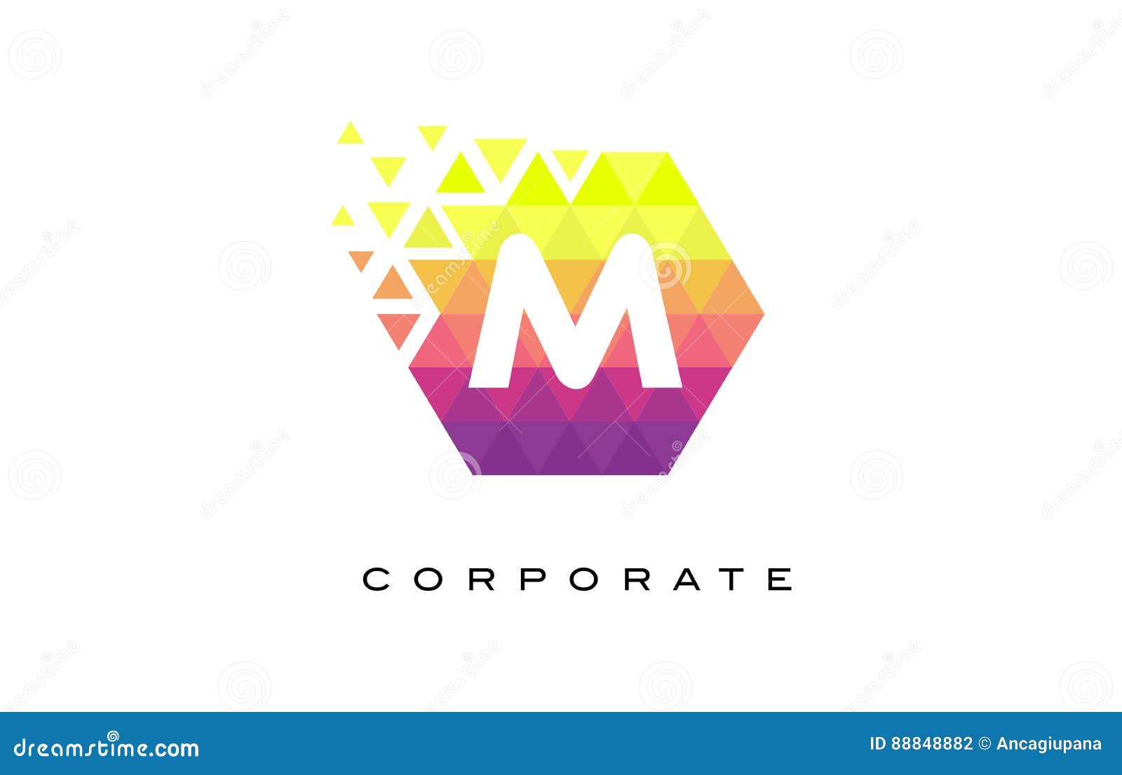 M Colorful Hexagonal Letter Logo Design with Rainbow Mosaic Pattern ...