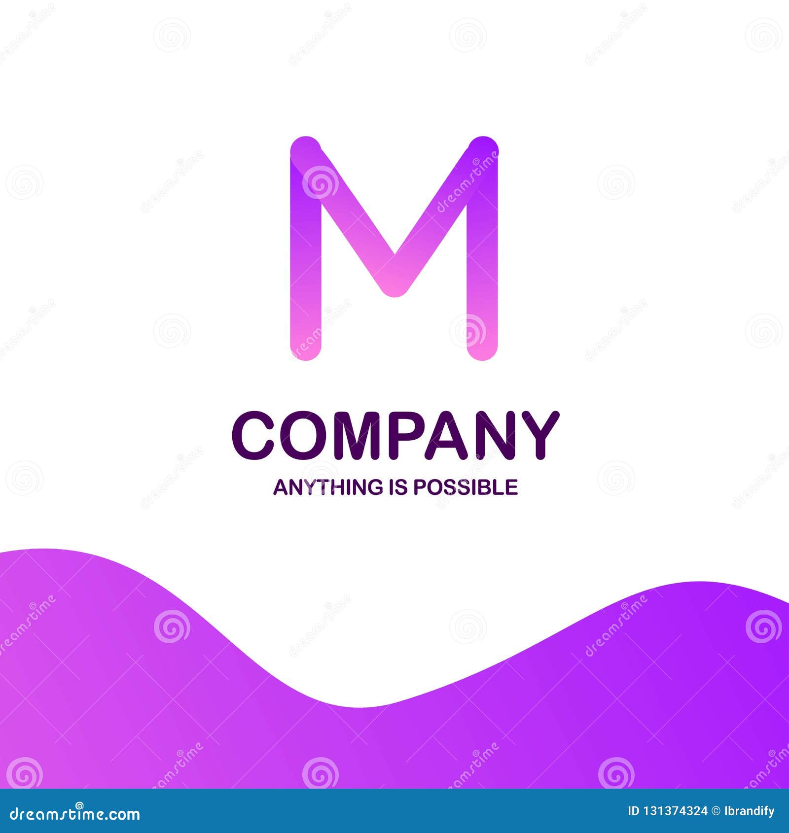 M Company Logo Design with Purple Theme Vector Stock Vector ...
