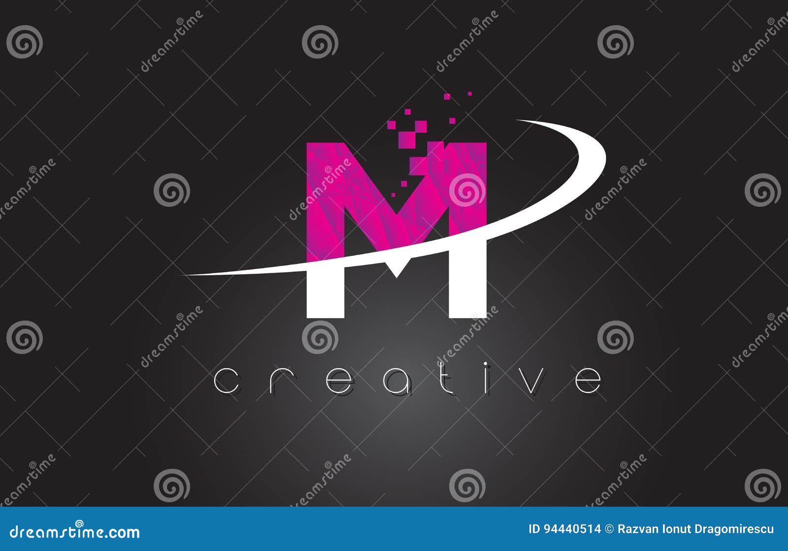 M Creative Letters Design with White Pink Colors Stock Vector ...