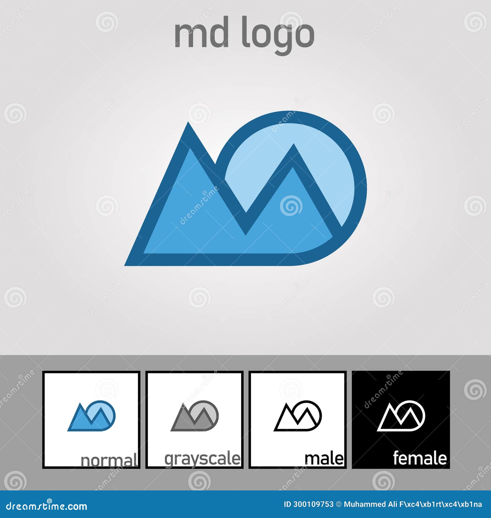 M and D Letter Logo. Blue Color Stock Illustration - Illustration of ...