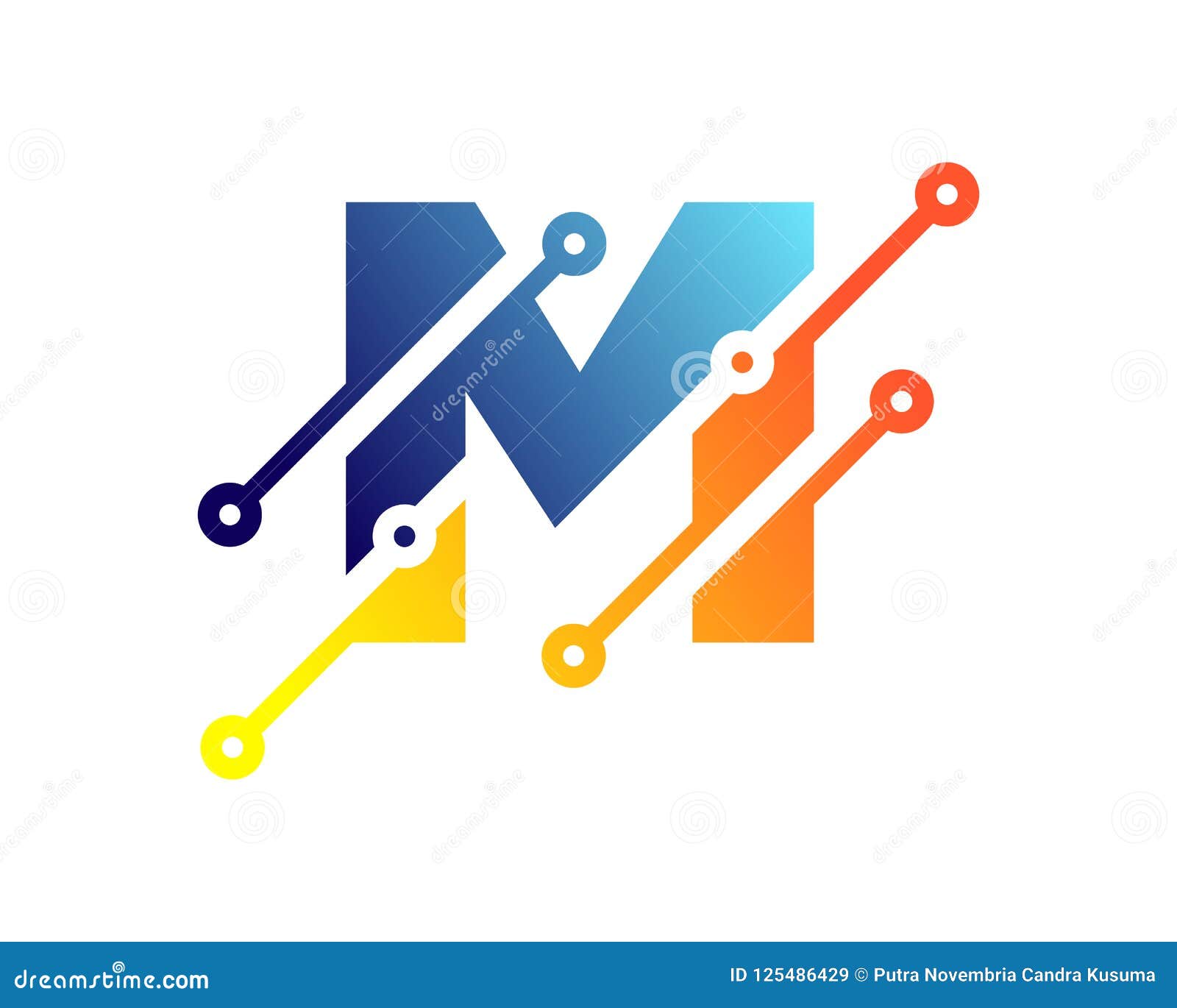 M Digital Letter Technology Logo Icon Design Stock Vector ...