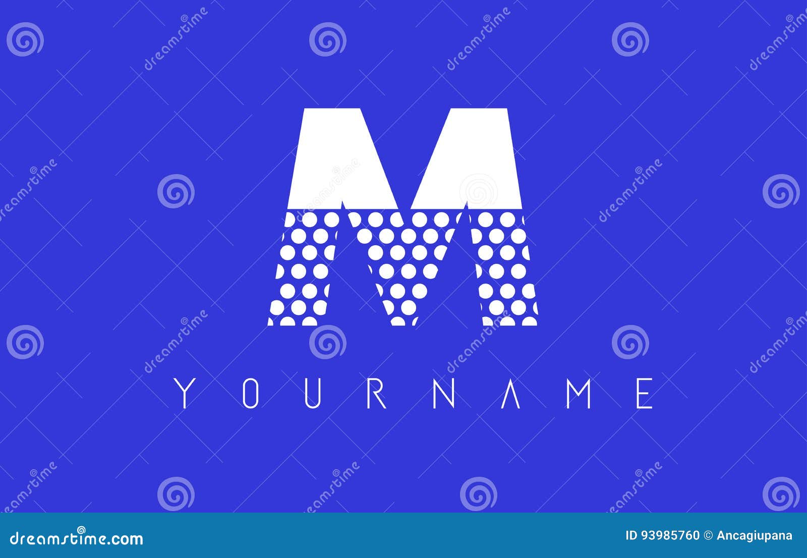 M Dotted Letter Logo Design with Blue Background. Stock Vector ...