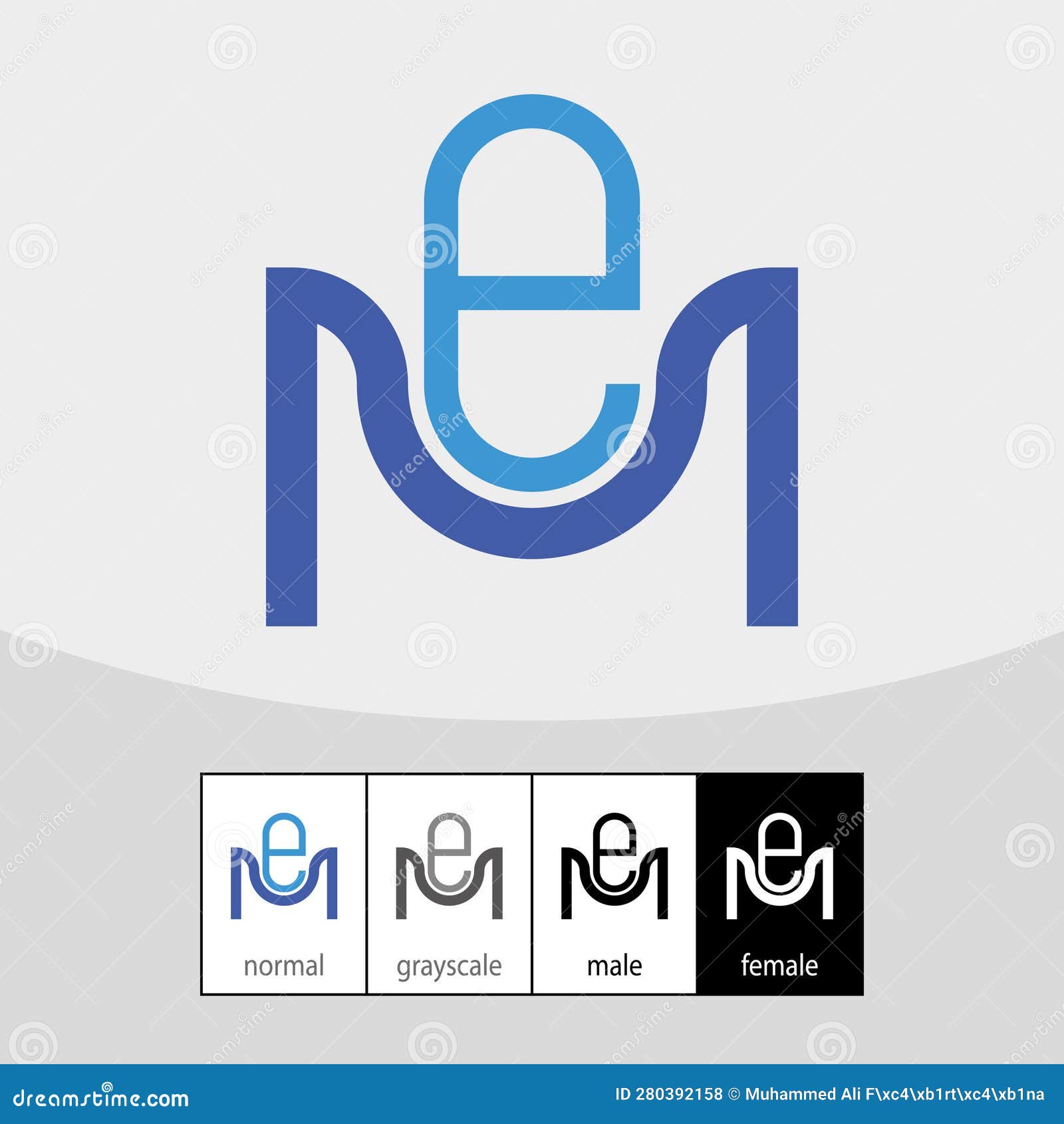 M and E Letter Logo. Blue Color - Vector Stock Vector - Illustration of ...