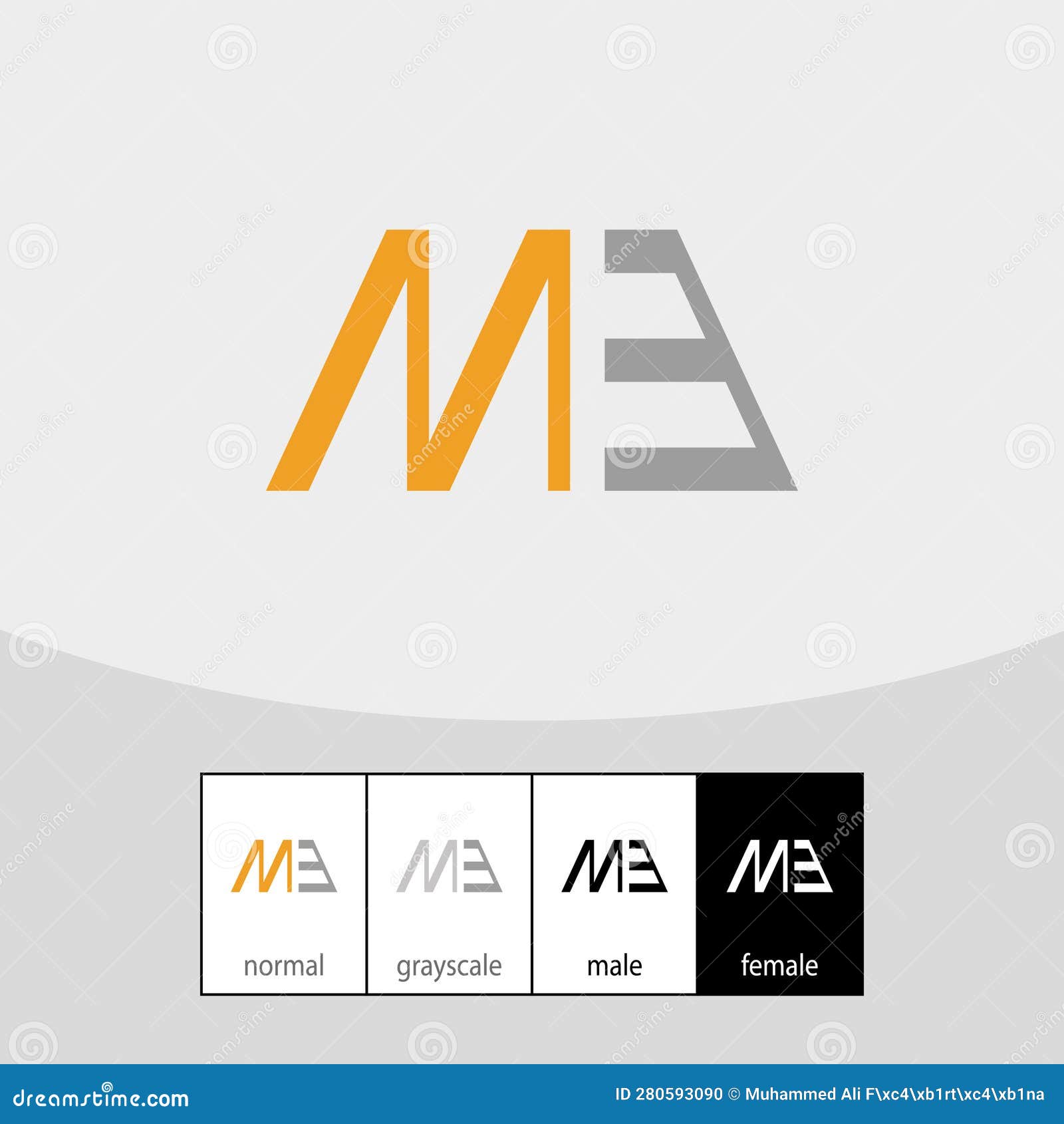 M and E Letter Logo. Orange and Gray - Vector Stock Vector ...