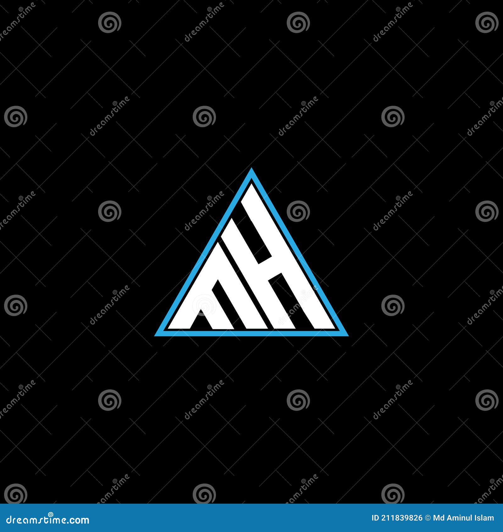 M H Letter Logo Creative Design on Black Color Background. Stock ...