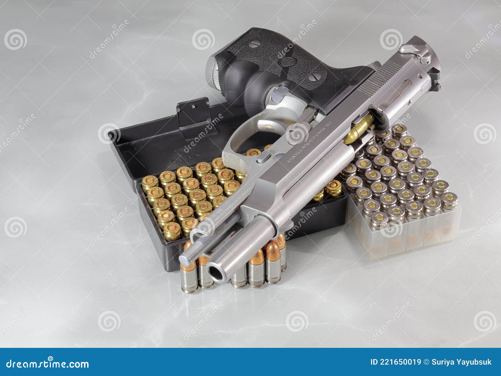 Beretta 92FS or M9 Hand Gun Open Slide and Pack of Bullets 9mm ...