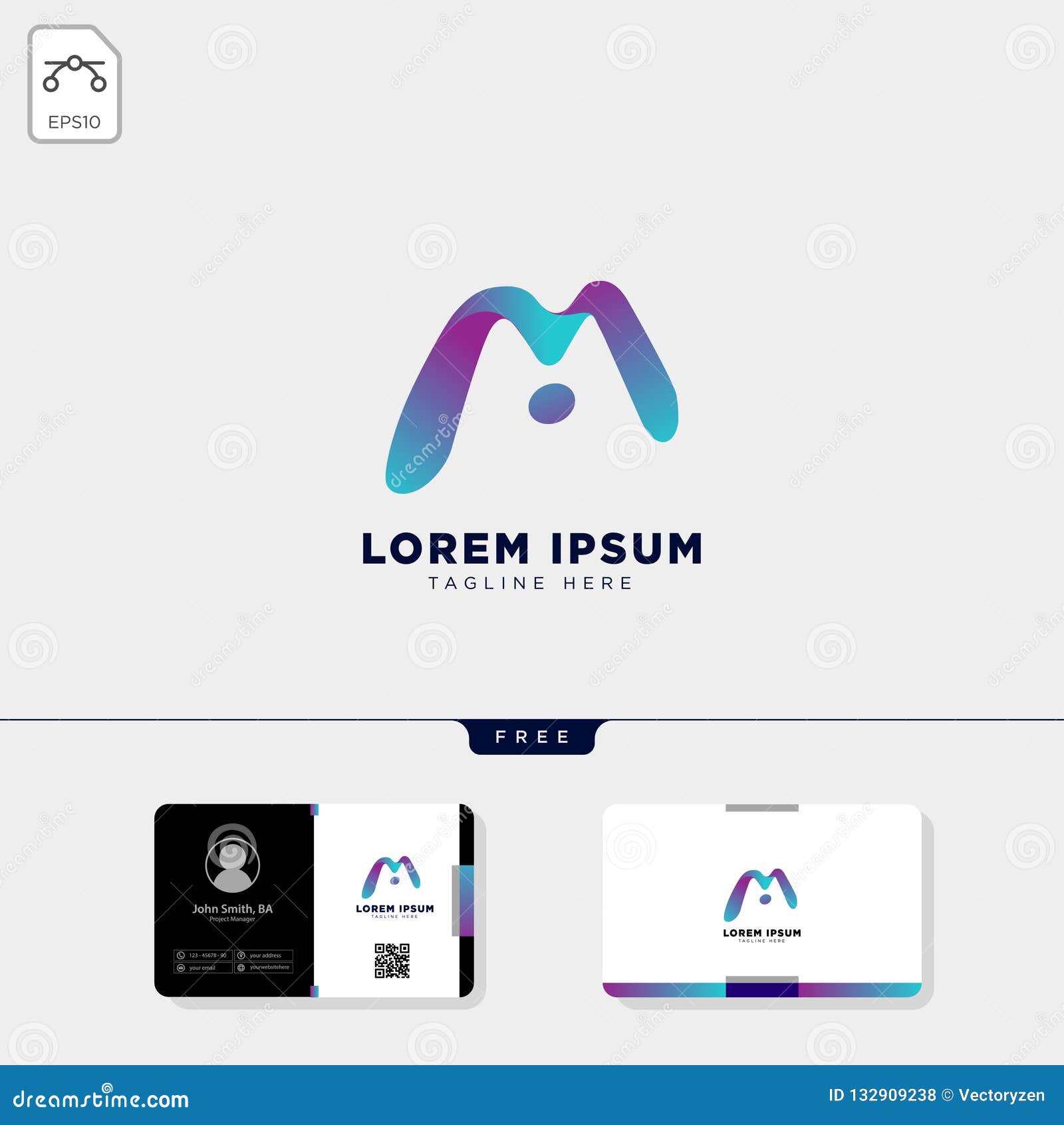 M Humanity Logo Template and Free Business Card Design Stock Vector ...