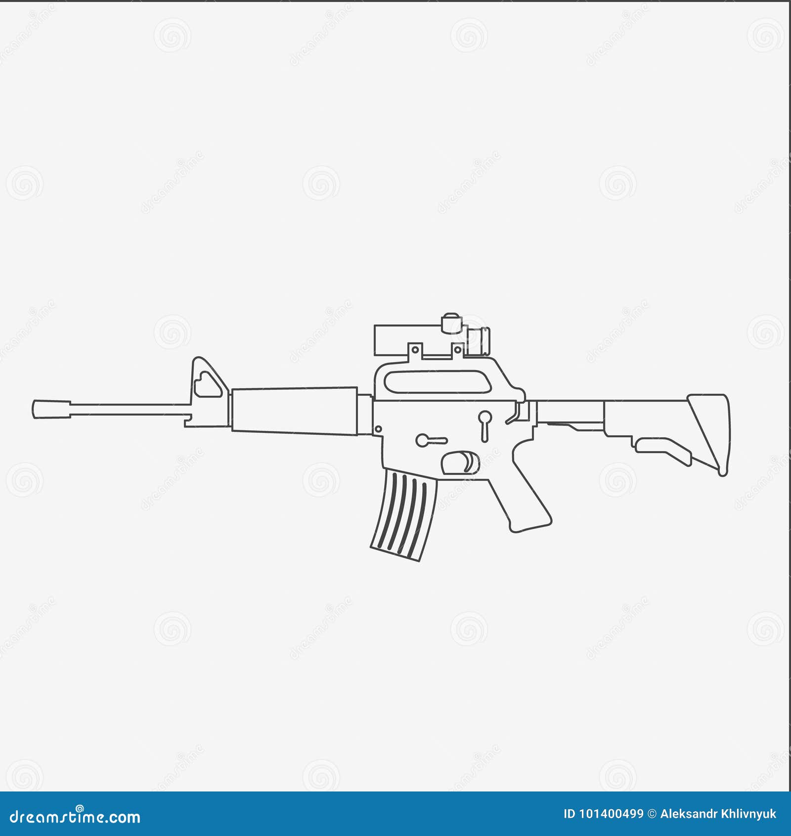 M16 Icon. Machine Gun Outline Stock Illustration - Illustration of ...