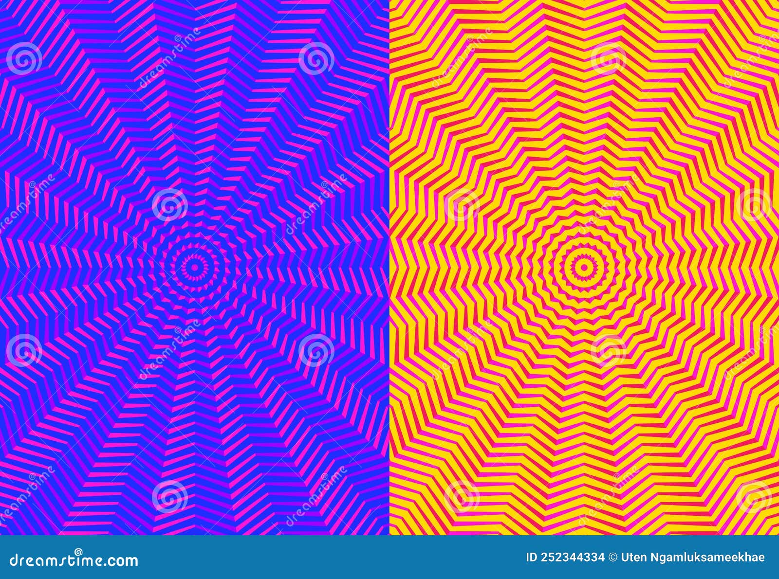 Illusion Abstract Background Blue Yellow Pink Stock Vector ...