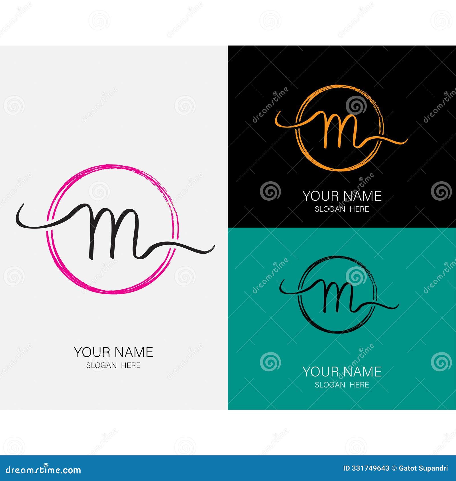 M Initial Handwriting and Signature Logo Beauty Template Stock ...