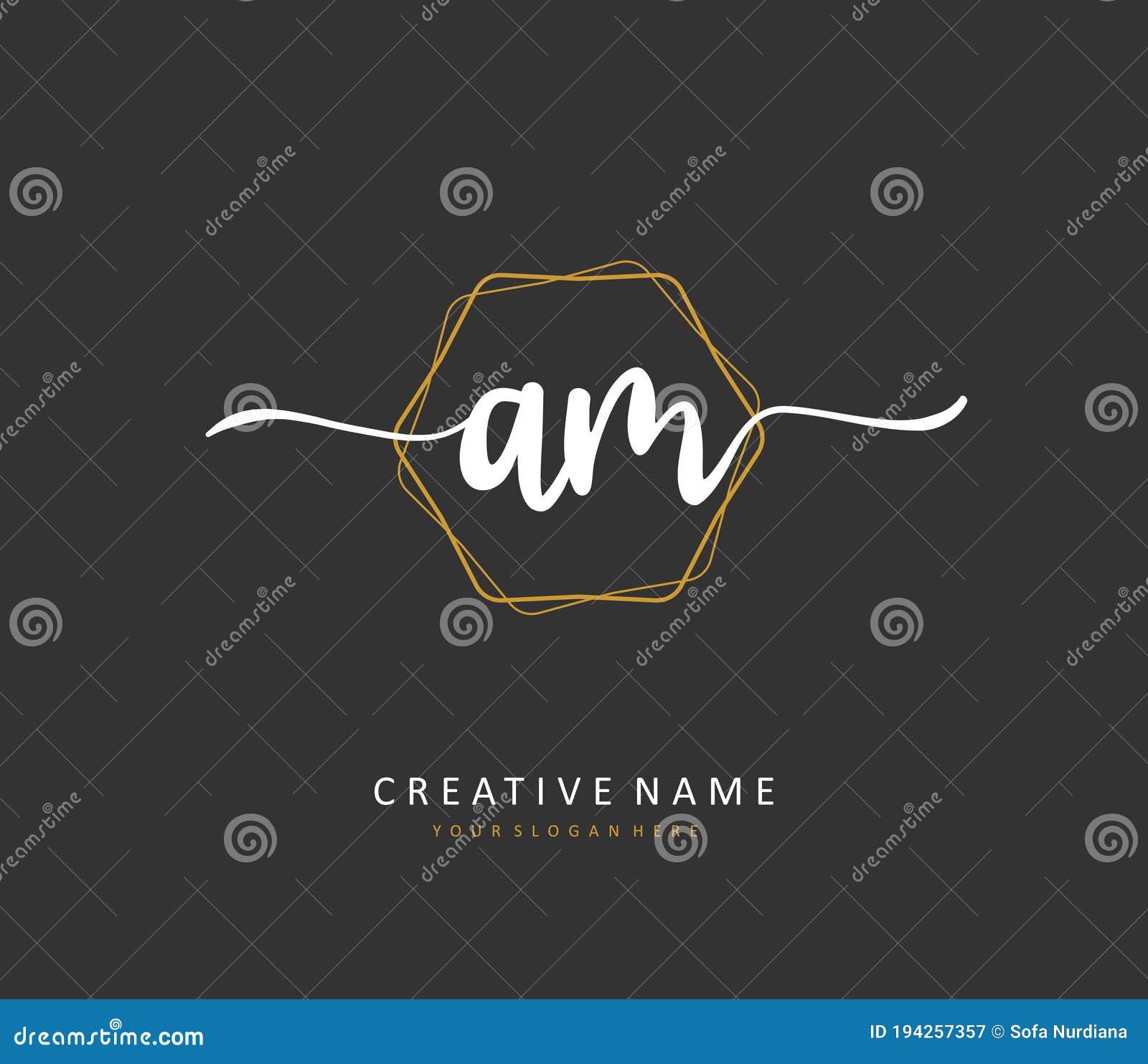 A M am Initial Letter Handwriting and Signature Logo. a Concept ...