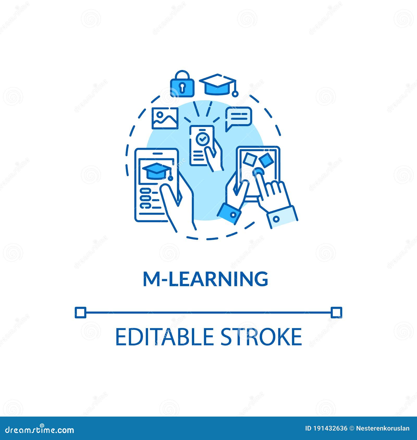 M learning concept icon stock vector. Illustration of digital - 191432636