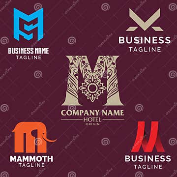 M Letter Based Logo Set Vector Volume 2 Stock Vector - Illustration of ...