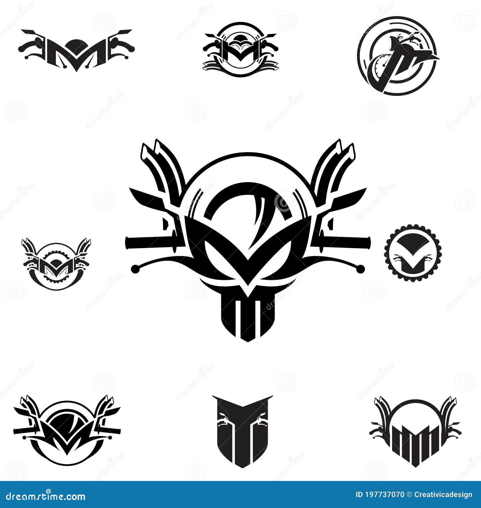 M Letter Based, Motorcycle Symbol Stock Vector - Illustration of ...