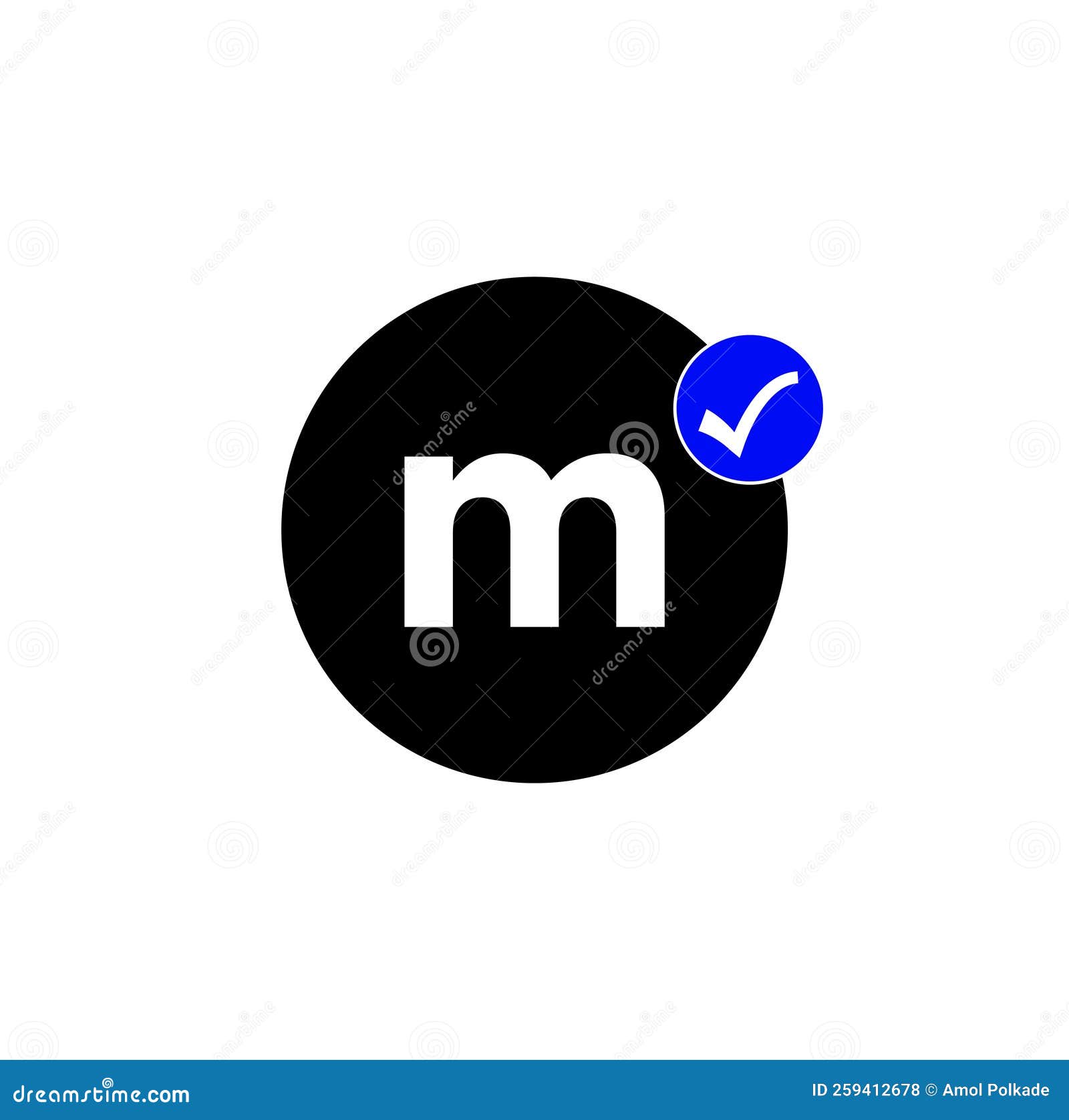 M Letter with Blue Right Tick.M Allow Icon Stock Vector - Illustration ...
