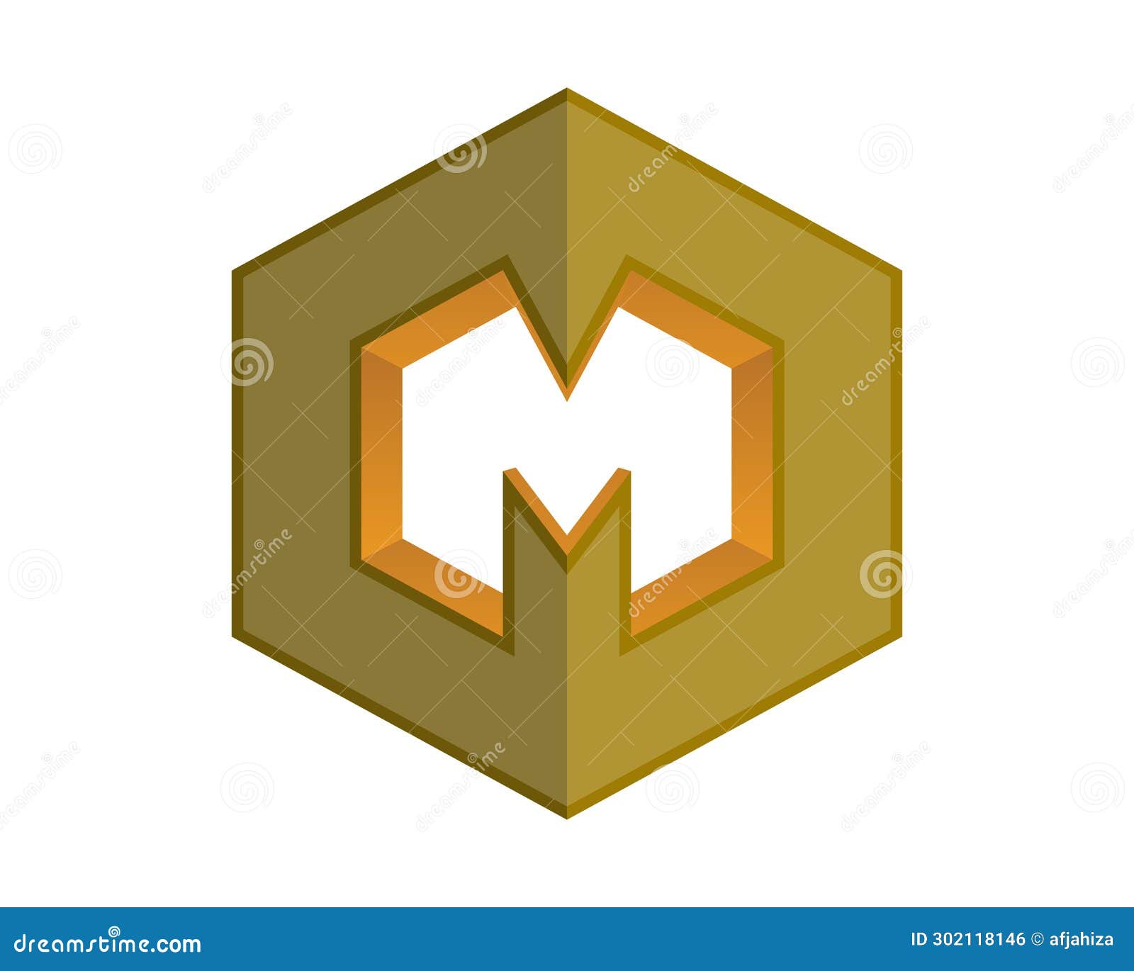 M letter cube hexagon logo stock vector. Illustration of line - 302118146
