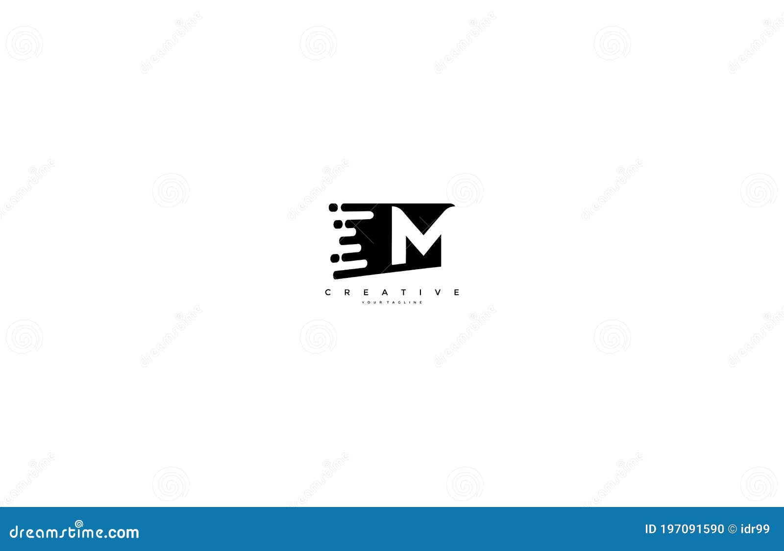 M Letter with Fast Transition Rectangle Shape Logo Stock Illustration ...