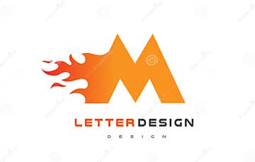 M Letter Flame Logo Design. Fire Logo Lettering Concept. Stock Vector ...