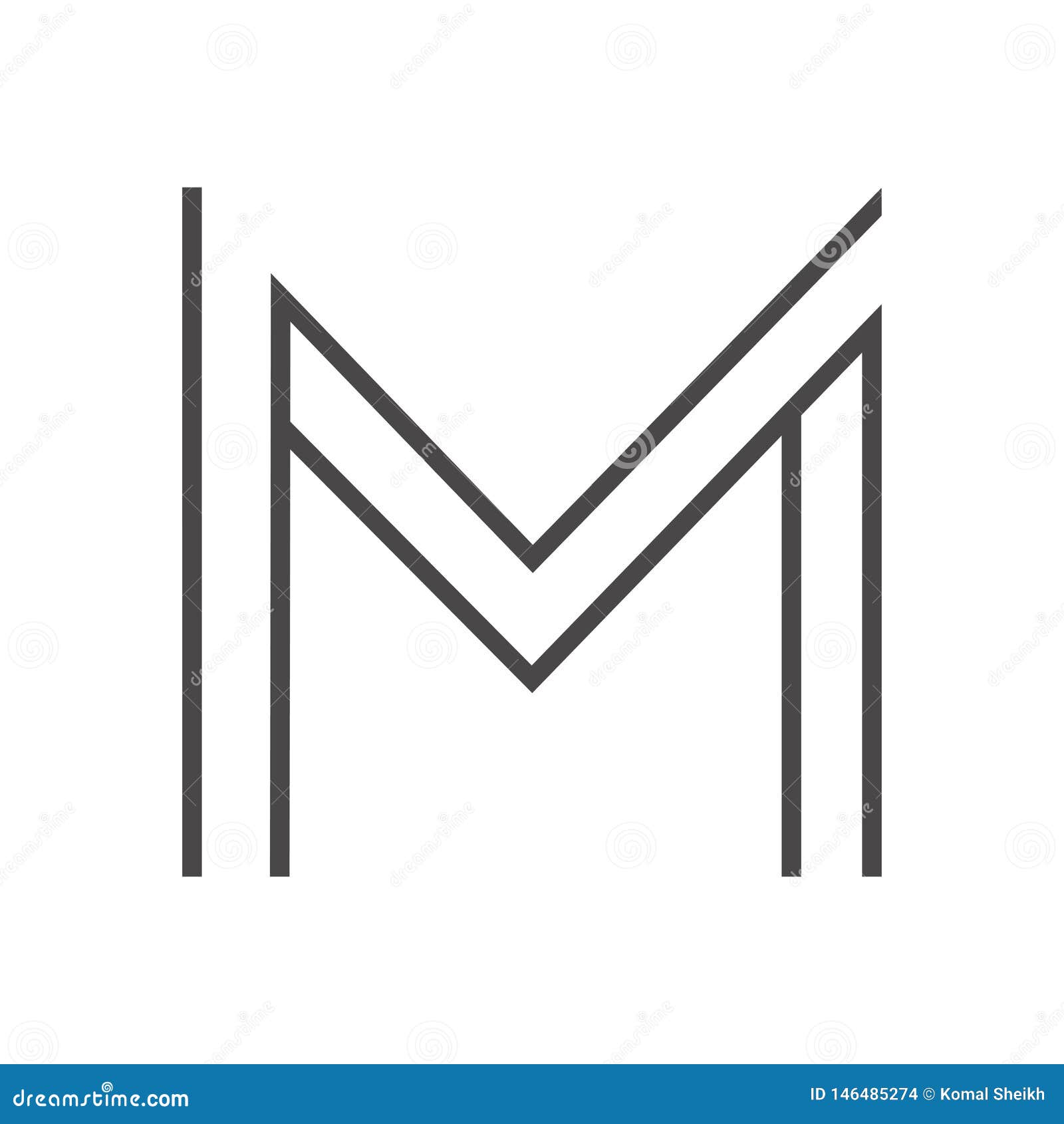 M Letter Icon Minimal Design Flat Logo Stock Vector - Illustration of ...