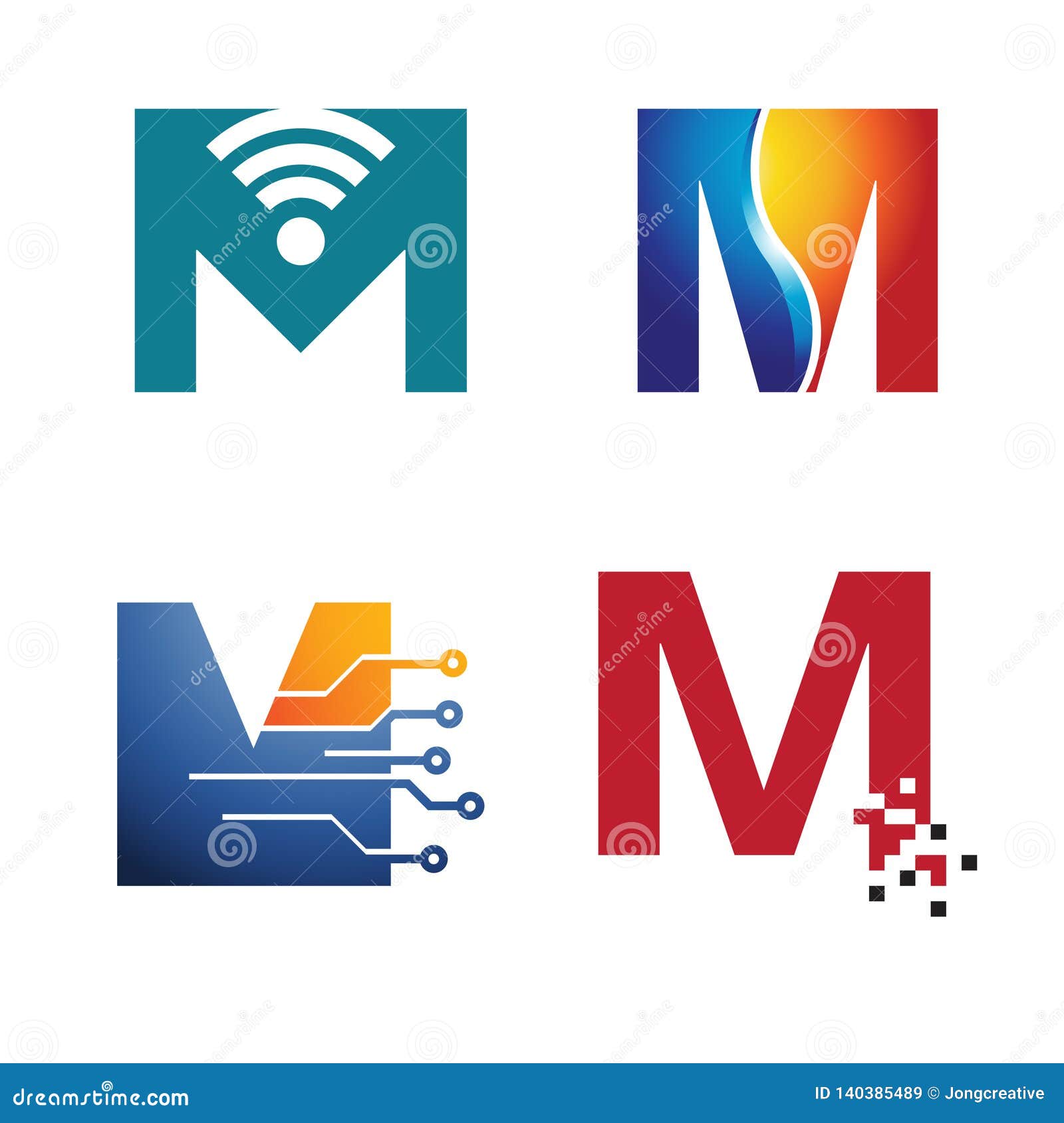 M Letter Initial Technology Symbol Logo Template Stock Vector ...