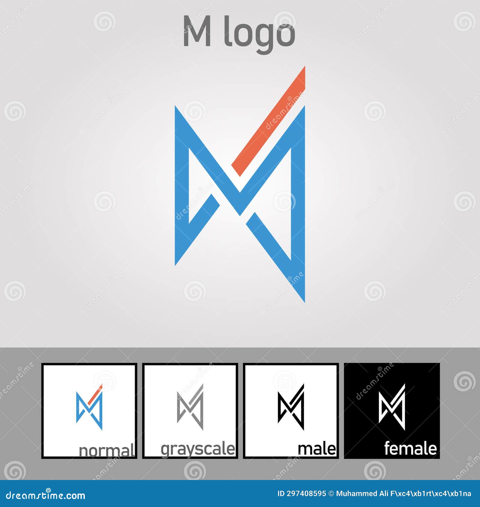 M Letter Logo. Blue and Orange Color Stock Vector - Illustration of ...