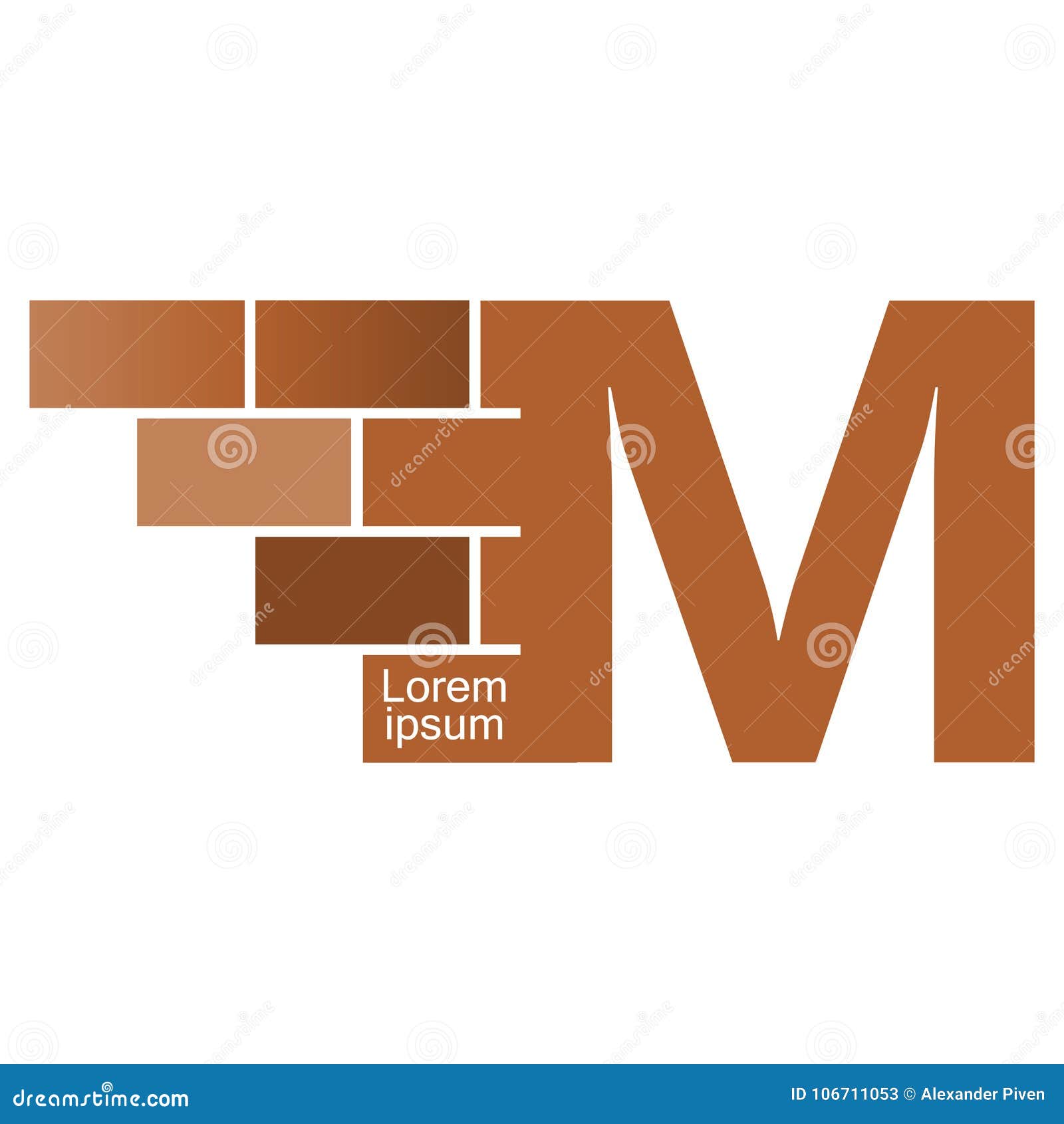 M Letter Logo, Brick Wall Logo Design with Place for Your Data. Stock ...