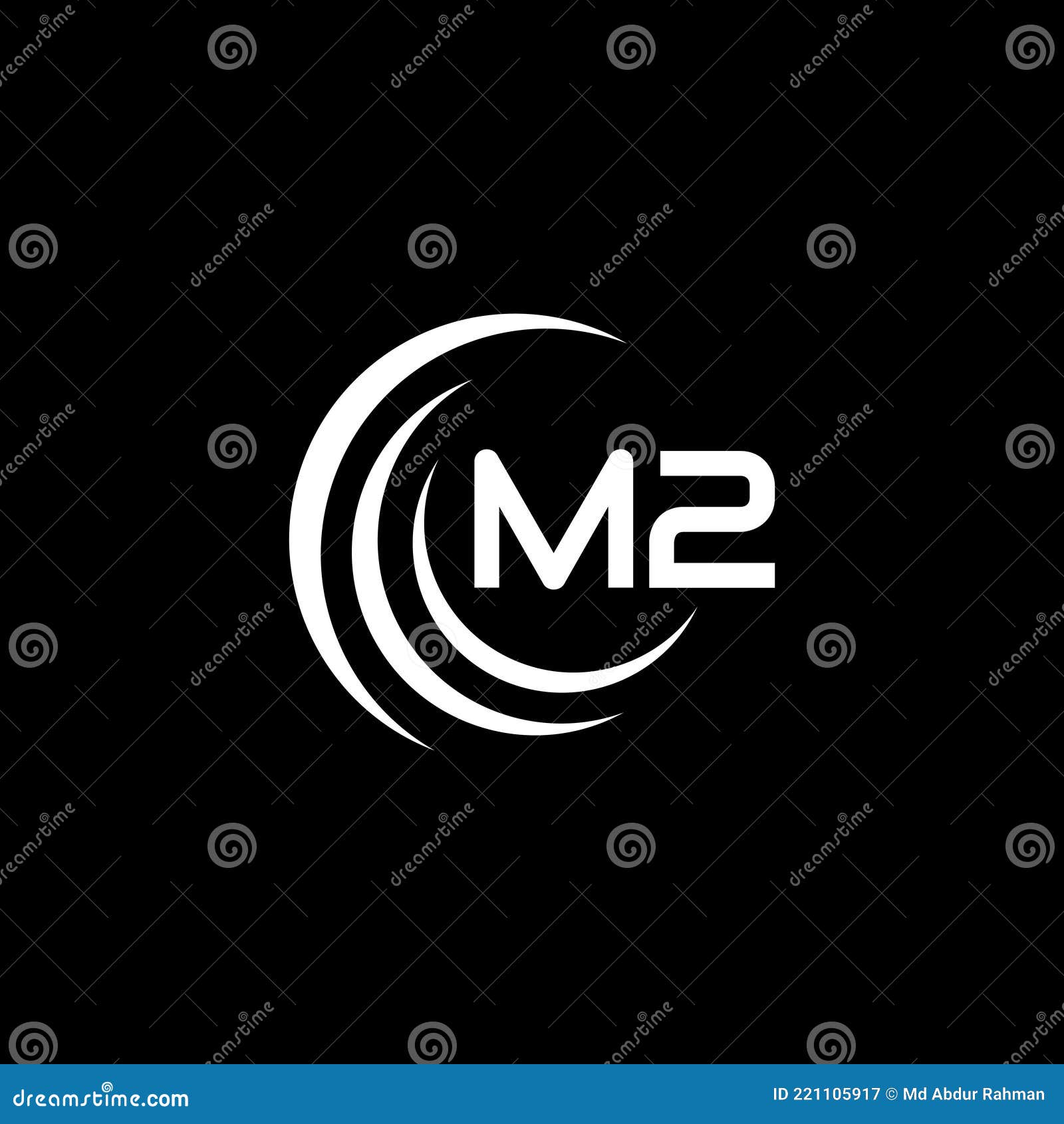 M2 Letter Logo Design on Black Background.M2 Creative Initials Letter ...