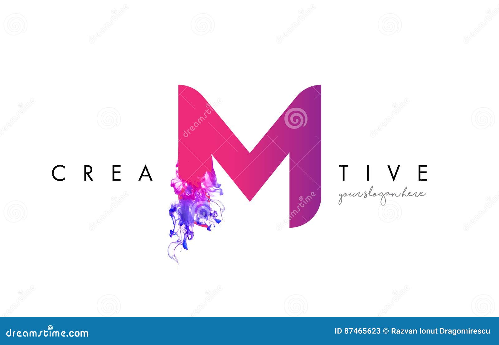 M Letter Logo Design with Ink Cloud Flowing Texture. Stock Vector ...
