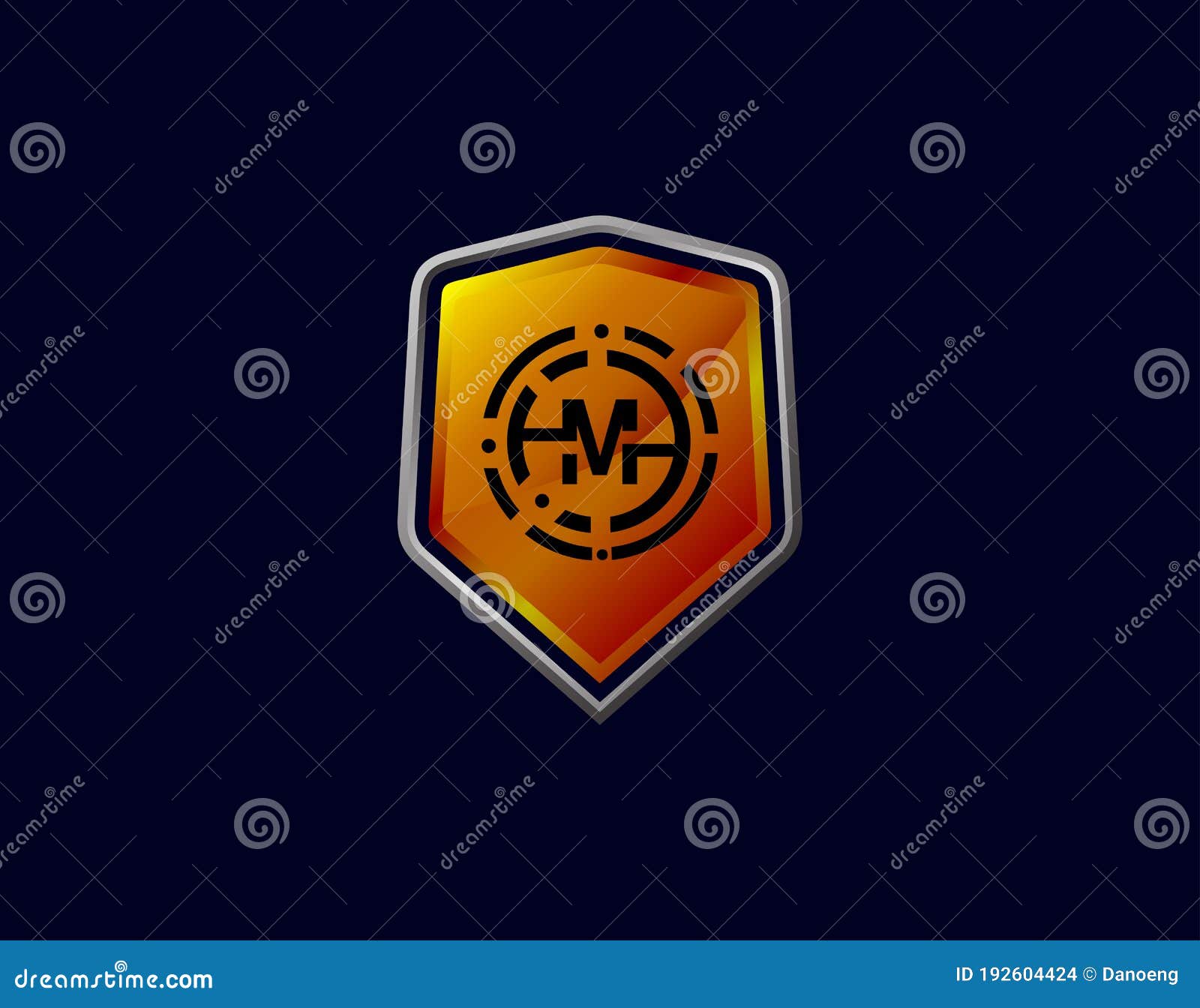 M Letter Logo with Gear Circle Pixel and Modern Shield Design. Security ...