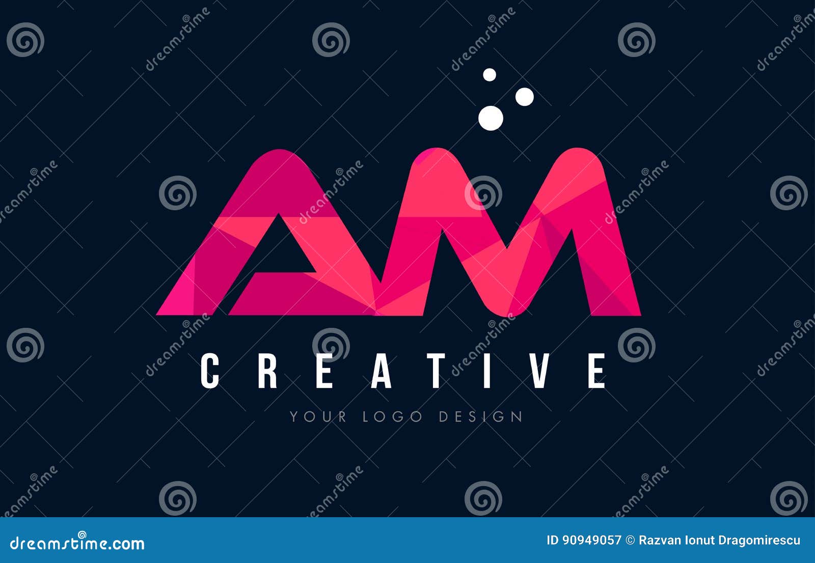 Am a M Letter Logo with Purple Low Poly Pink Triangles Concept Stock ...