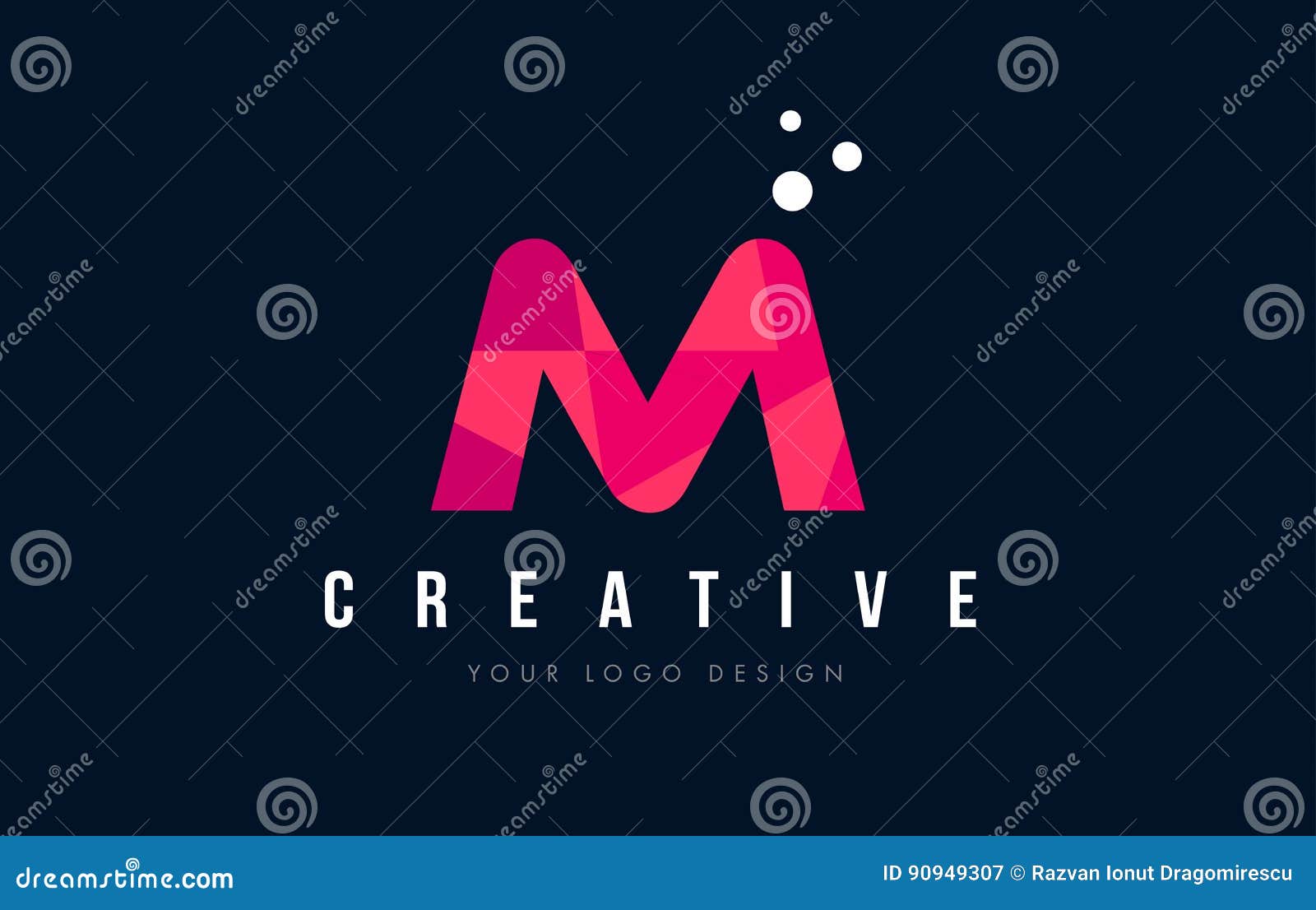 M Letter Logo with Purple Low Poly Pink Triangles Concept Stock Vector ...