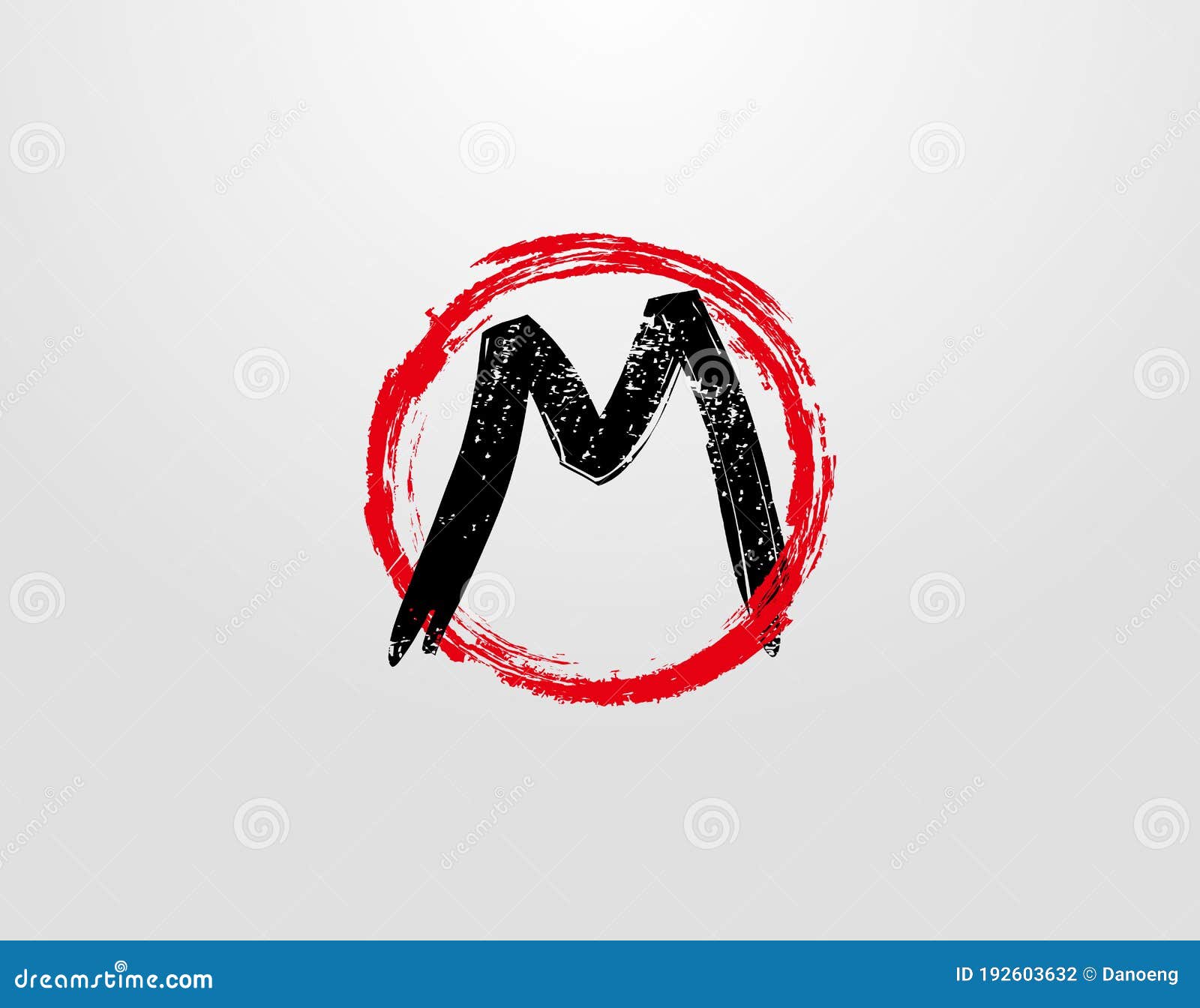 M Letter Logo with Red Circle Grunge Splatter Element. Retro M Logo ...
