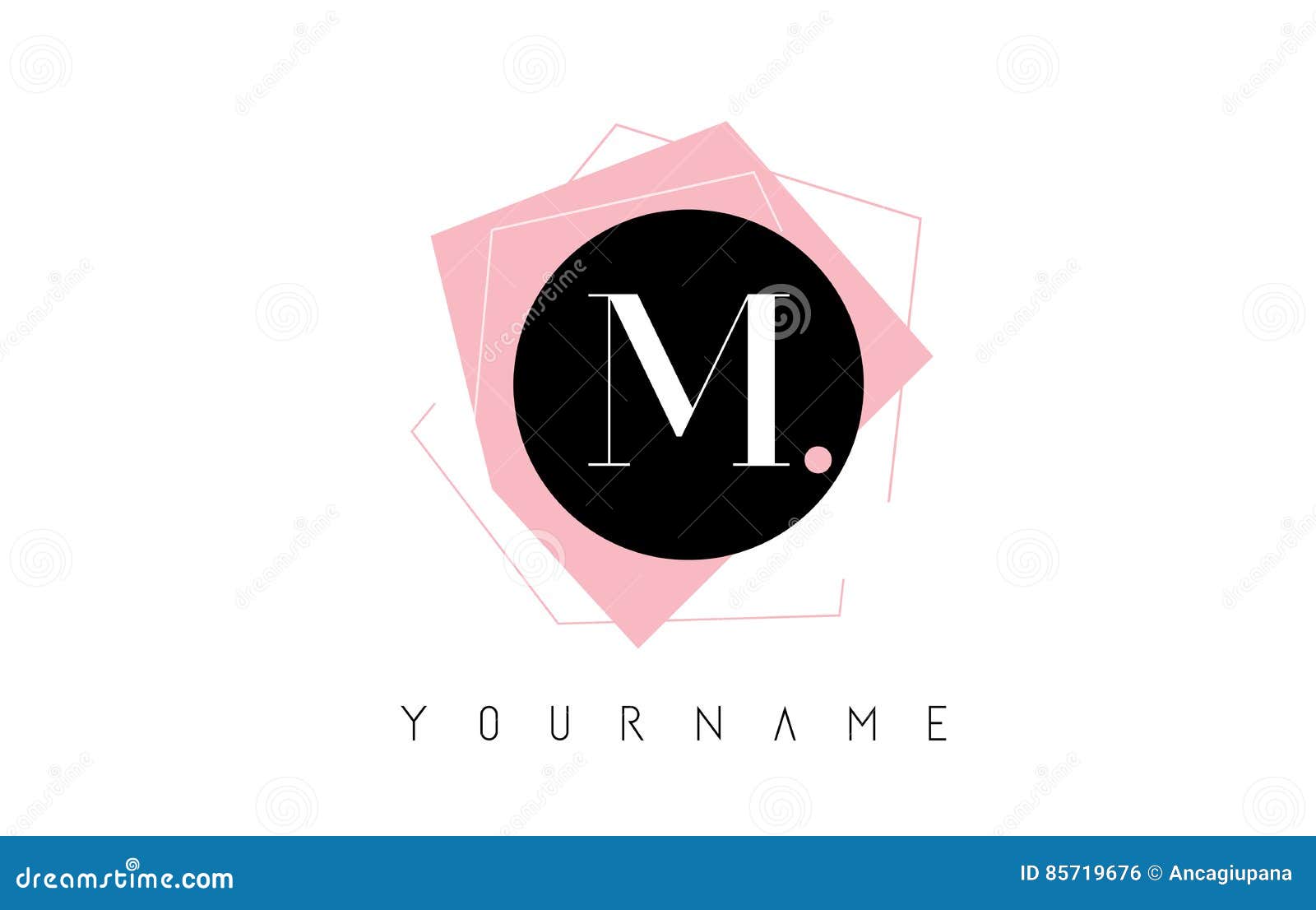 M Letter Pastel Geometric Shaped Logo Design. Stock Vector ...