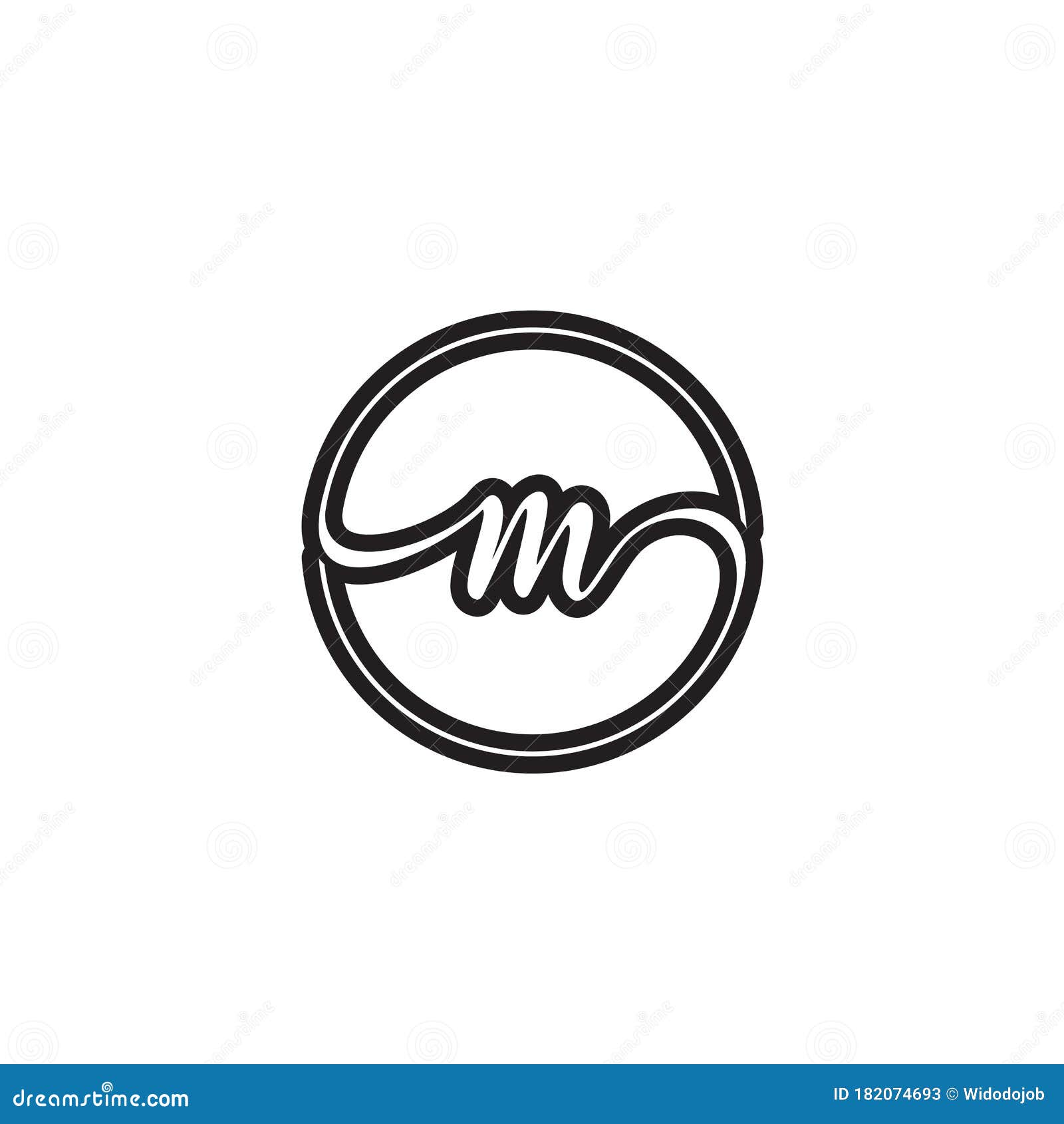 M Letter Script Circle Logo Design Vector Stock Vector - Illustration ...