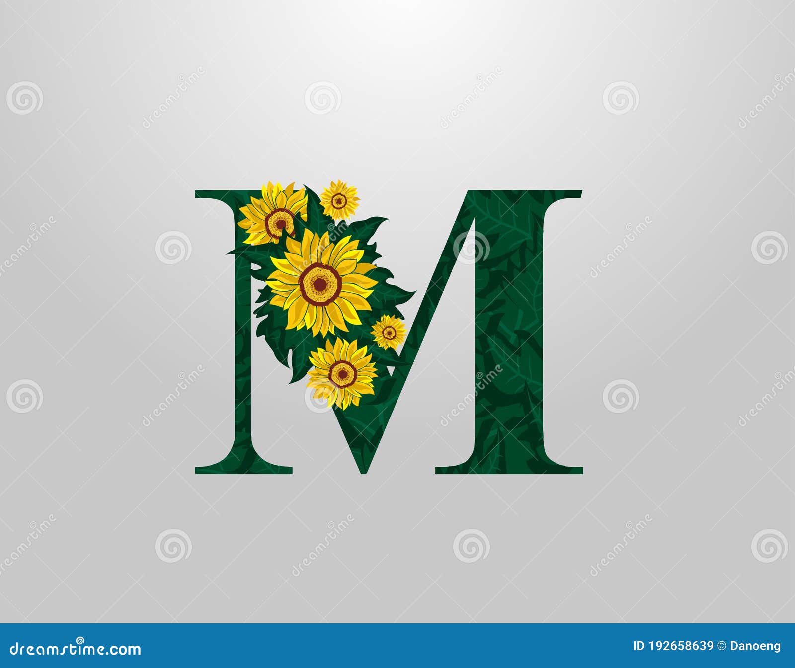 M Letter with Sunflower Vector Design. Flower M Logo Icon Stock Vector ...