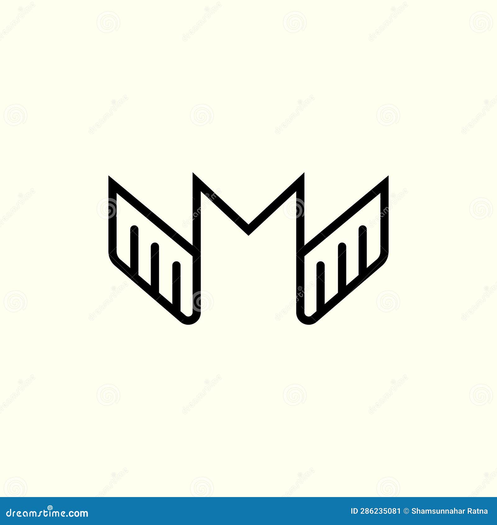 Flat Wing Letter M Logo Design Stock Image - Illustration of ...