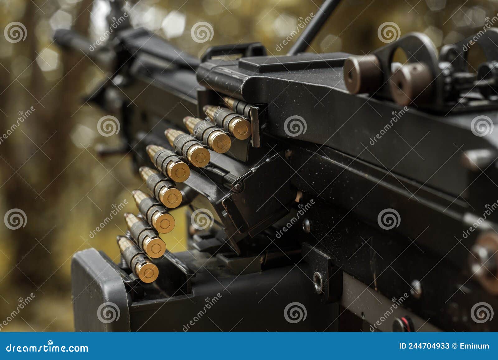 M249 Light Machine Gun with 7.62 Mm Cartridge Belt Stock Image - Image ...
