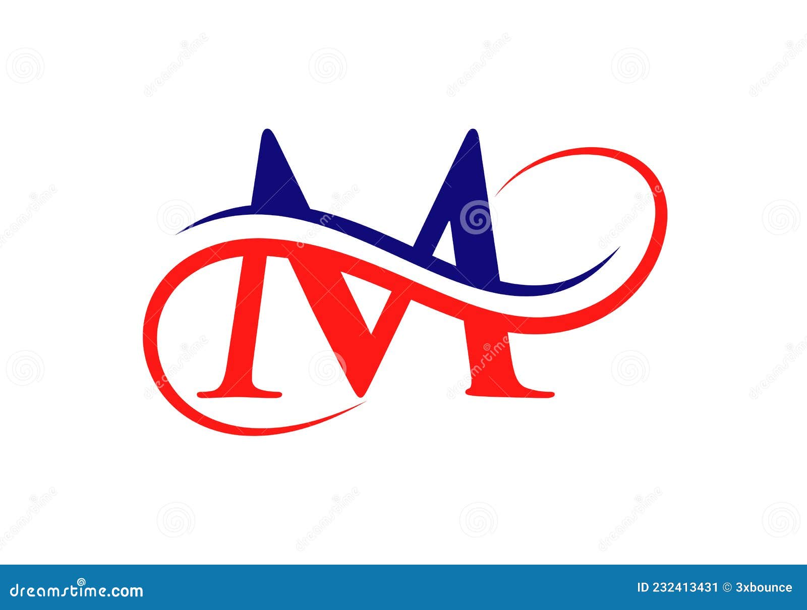 M Logo with Creative Curved Vector Illustration. Initial Letter M ...