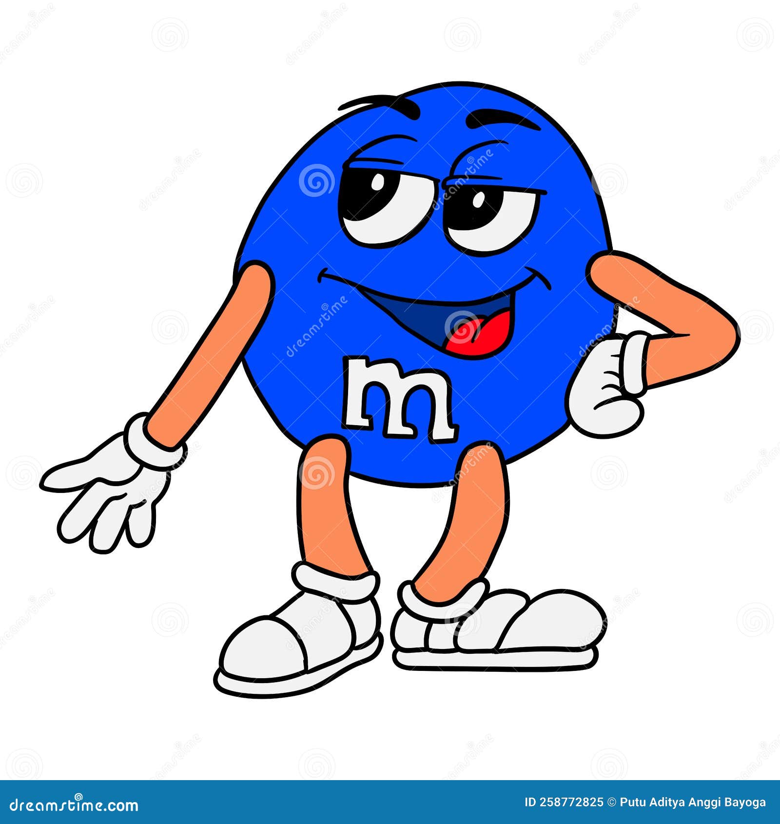 M & m mascot blue editorial image. Illustration of character - 258772825
