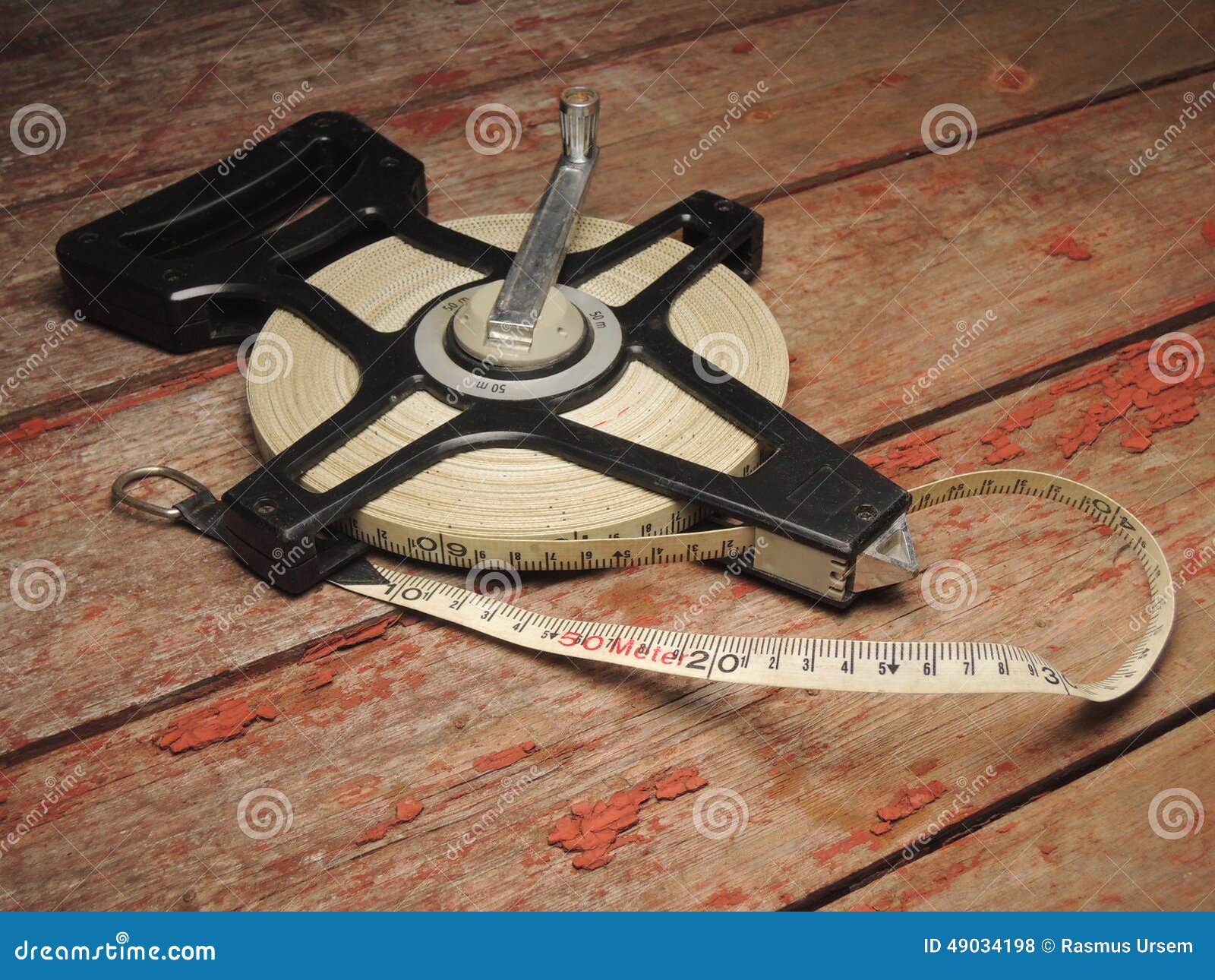 50m Measuring Tape on Rough Table Stock Photo - Image of measure, table ...