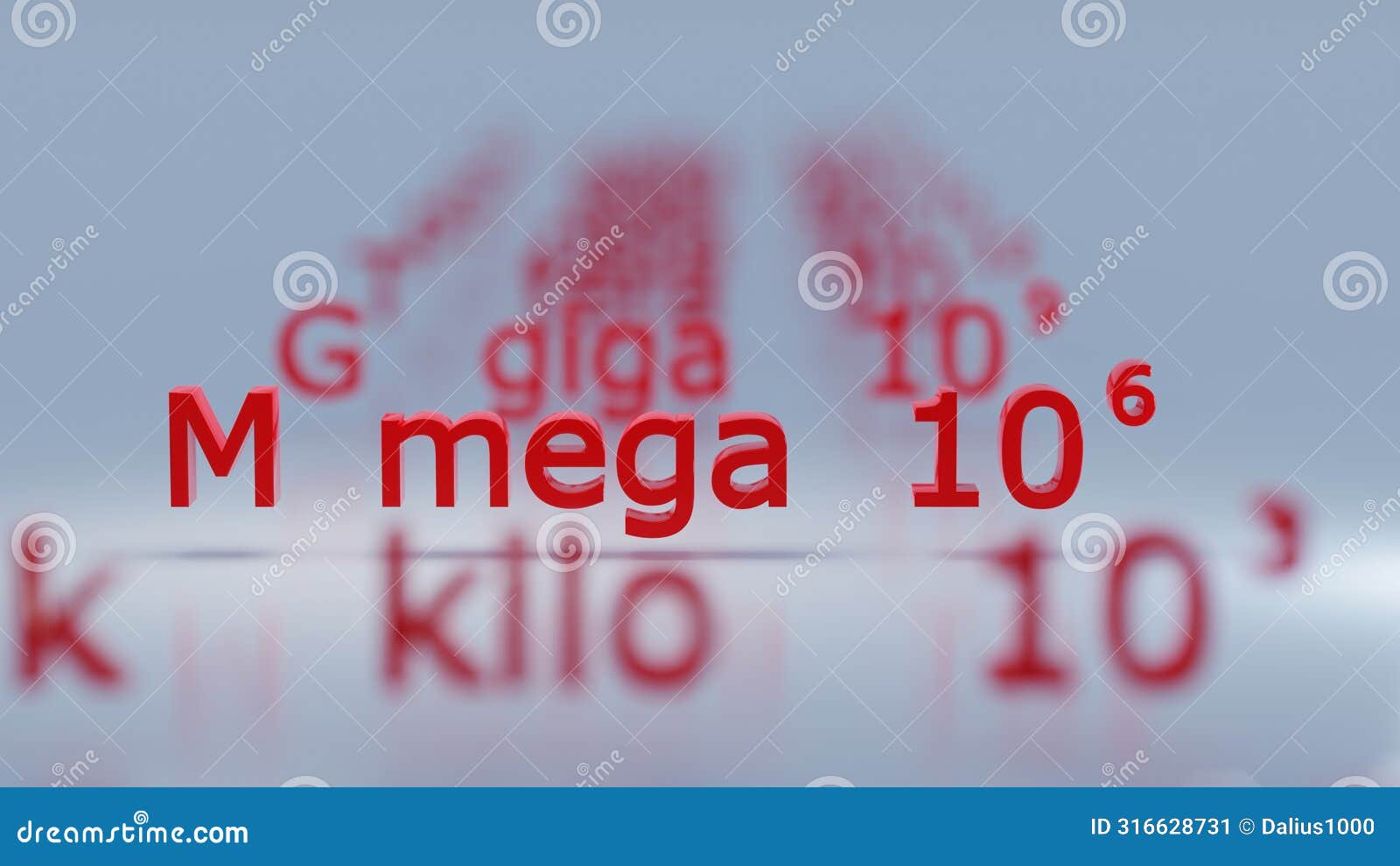 M Mega 10 6 Metric Prefixes Numbers - 3D Render Illustration - White ...