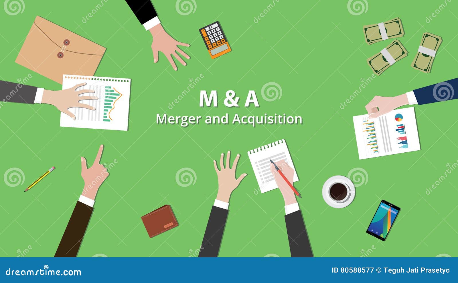 M and a Merger Acquisition Concept Illustration Team Work Together on ...