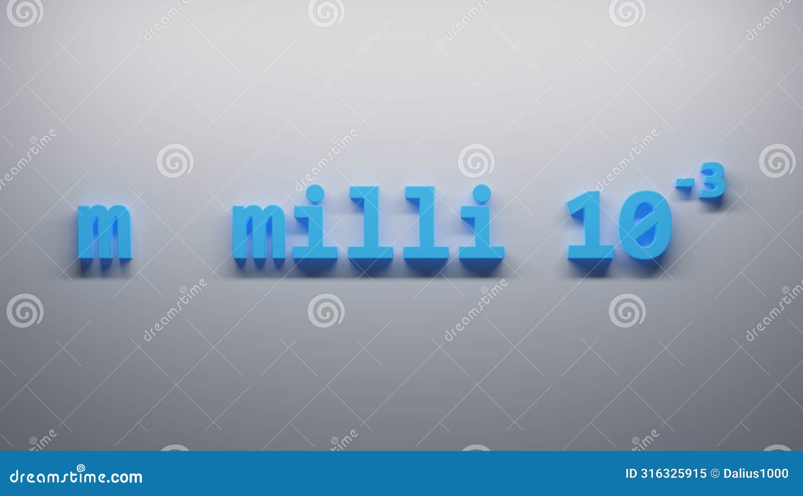 M Milli 10 -3 Metric Prefixes Numbers - 3D Render Illustration - White ...