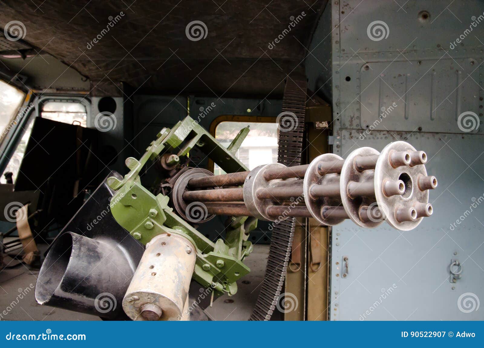 The M134 Minigun Six-barrel Rotary Machine Gun With A High Rate Of Fire ...