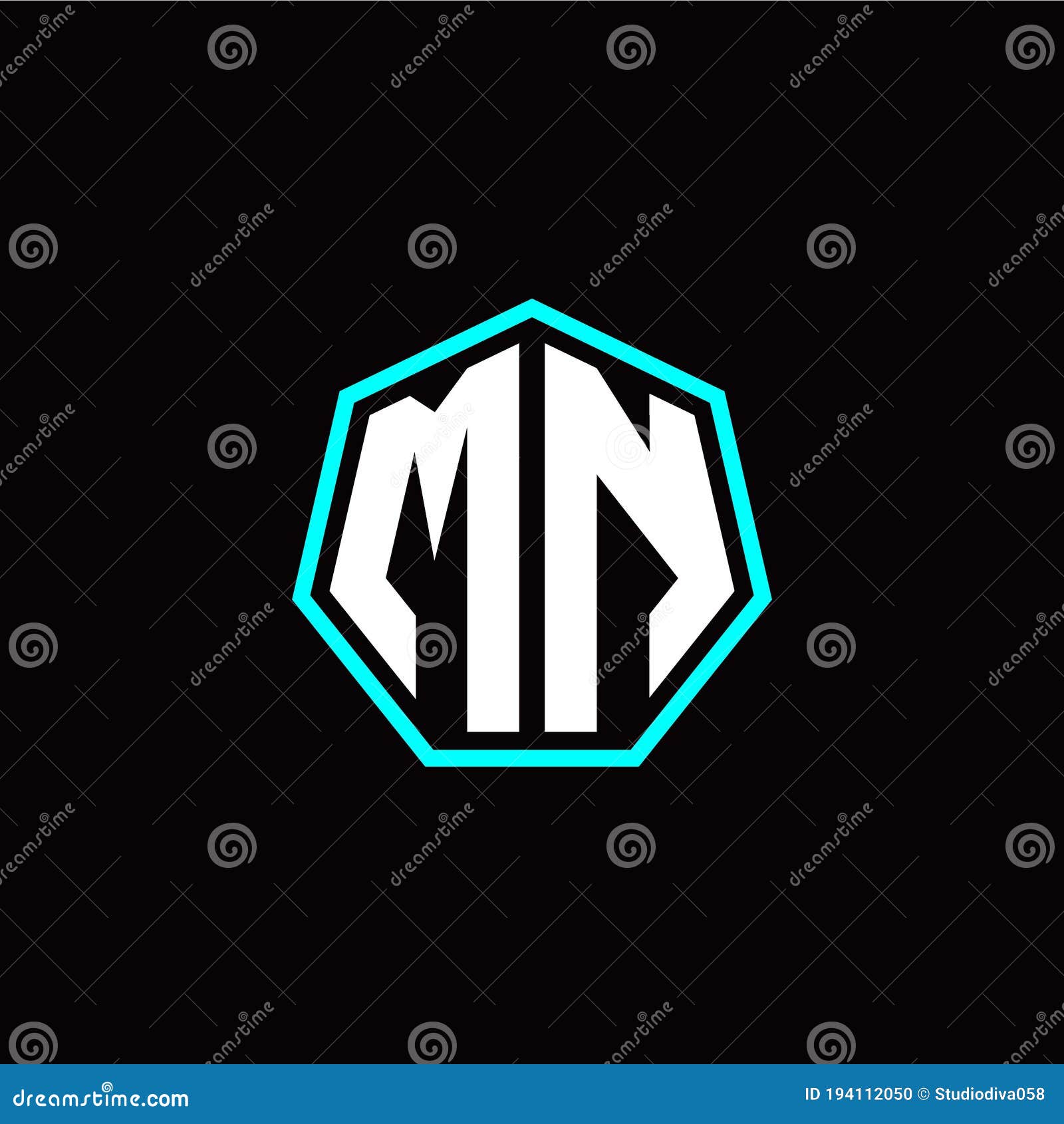 M N Initials Modern Polygon Logo Template Stock Vector - Illustration ...